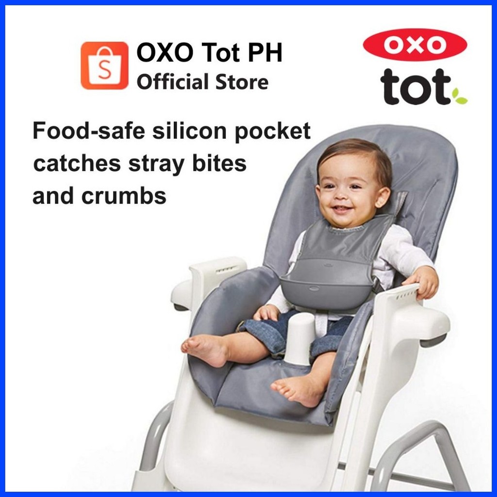 OXO Tot Waterproof Silicone Roll Up Foldable Bib with Pocket Case ...