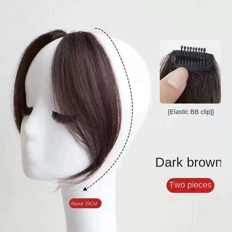 2PCS/set bangs wig extensions, center split slanted bangs, natural and ...