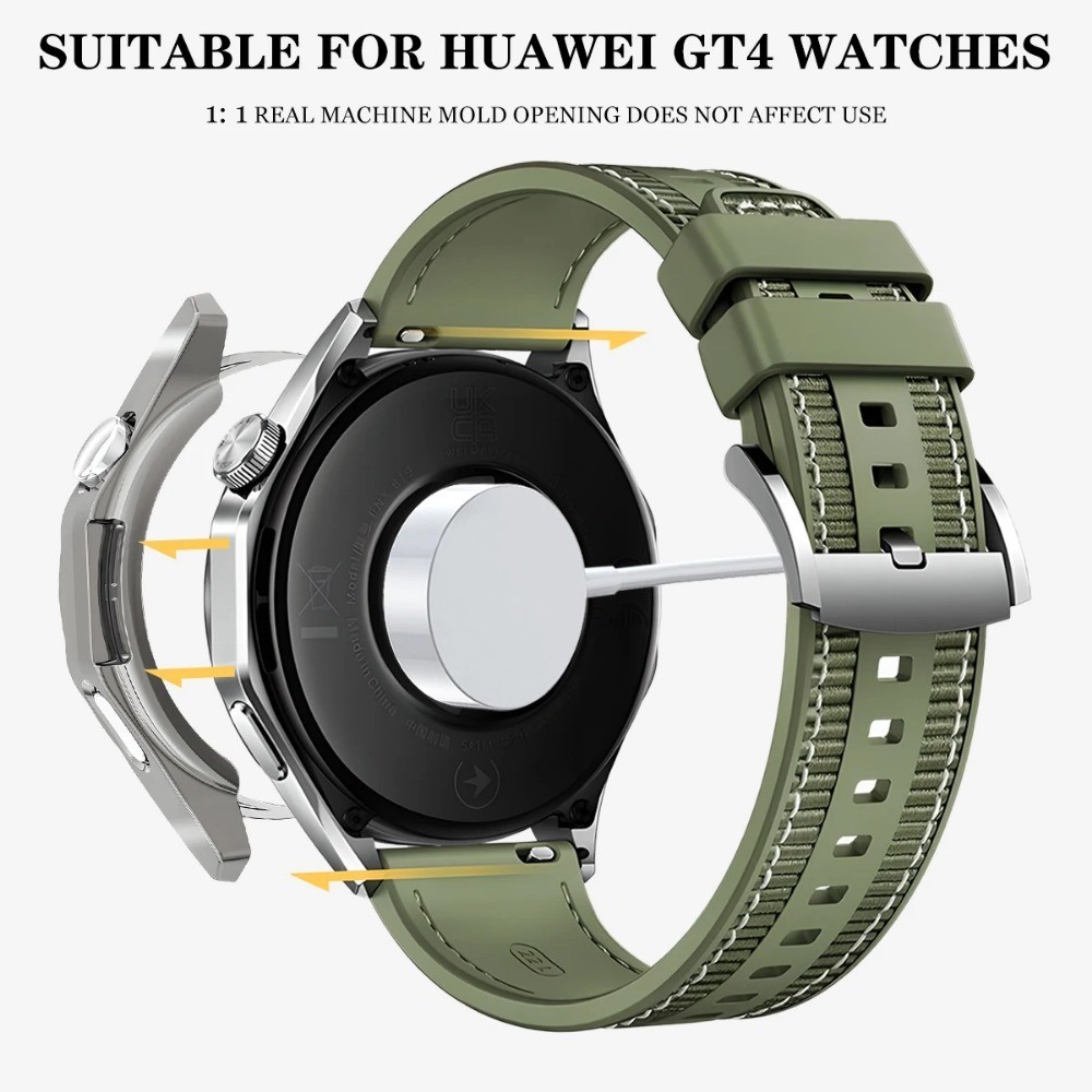 Silicone+Woven Strap +Case for HUAWEI WATCH GT4 46mm Watch Protective ...