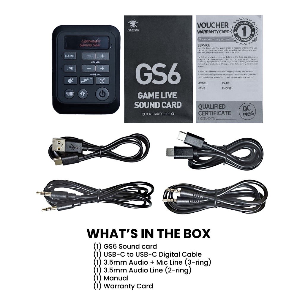 ۞ PLEXTONE GS6 Sound Card Game Live Sound Card Pubg Lol Sound Enhancer ...