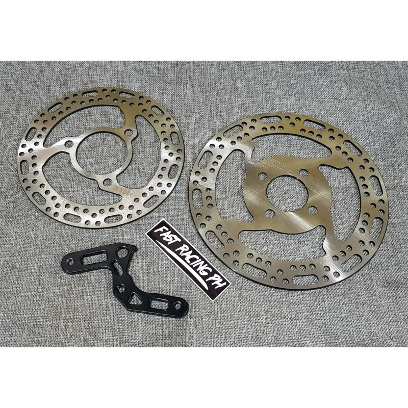 ⊕ LIGTHEN DISC SET RAIDER 150 carb fi front rear w/ bracket 220mm for ...