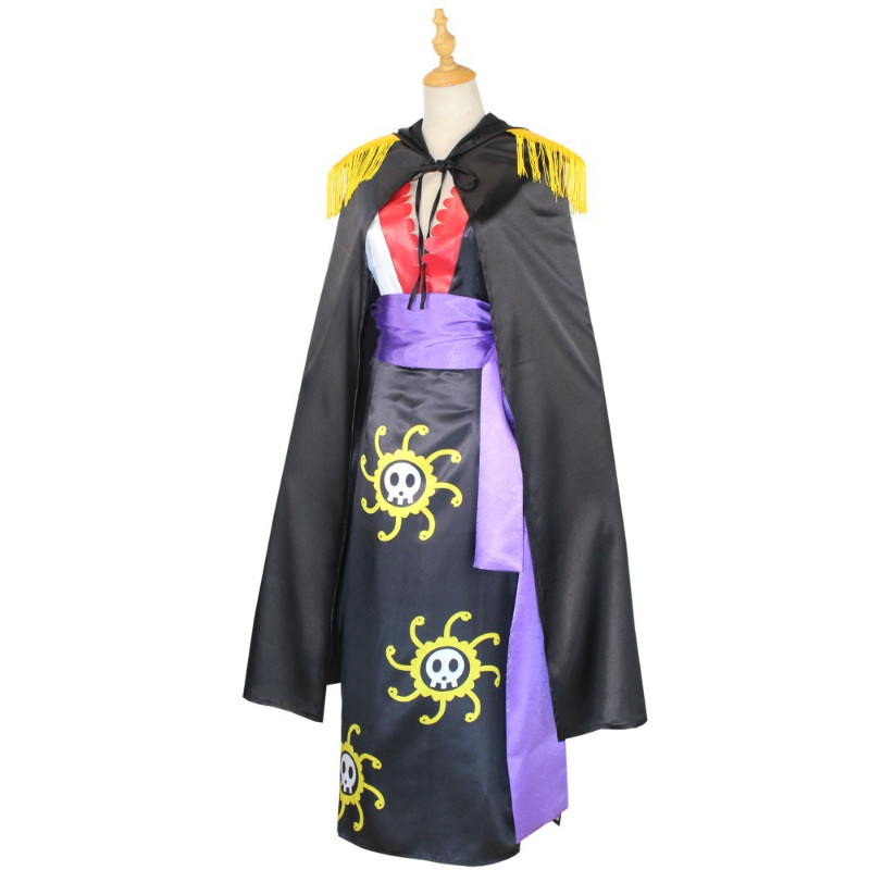 Boa Hancock Cosplay Costume With Cloak Earrings Wig Black Cheongsam ...