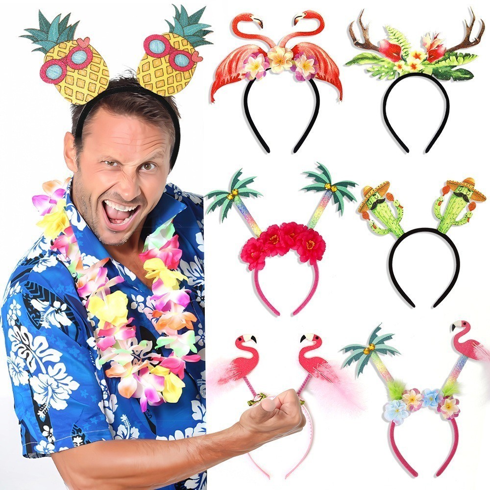 Hawaiian Party Headband Hawaii Flamingo Pineapple Coconut Tree Hairband ...