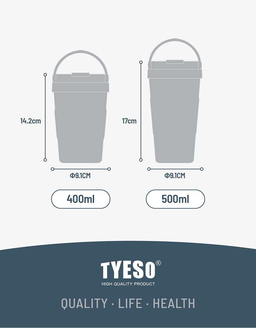Tyeso Tumbler Stainless steel Coffee Mug Insulated Vacuum Cup Water Bottle Hot And Cold ...