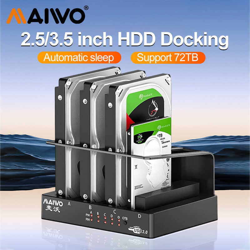 MAIWO 4 Bay Drive Enclosure Sata USB 3.0 External Multi-Bay 2.5 & 3.5 ...