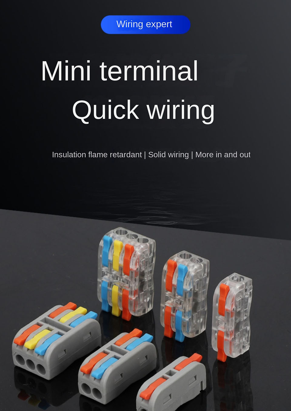 Mini Wire Connectors 2/3 Pin Push-in Spring Splicing terminal Universal ...