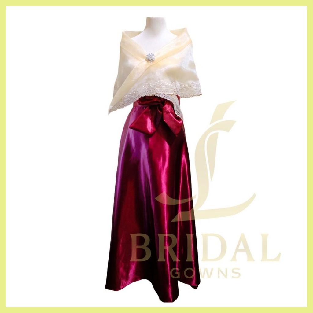 alampay top shawl filipiniana embroidered cutwork with free brooch pin ...