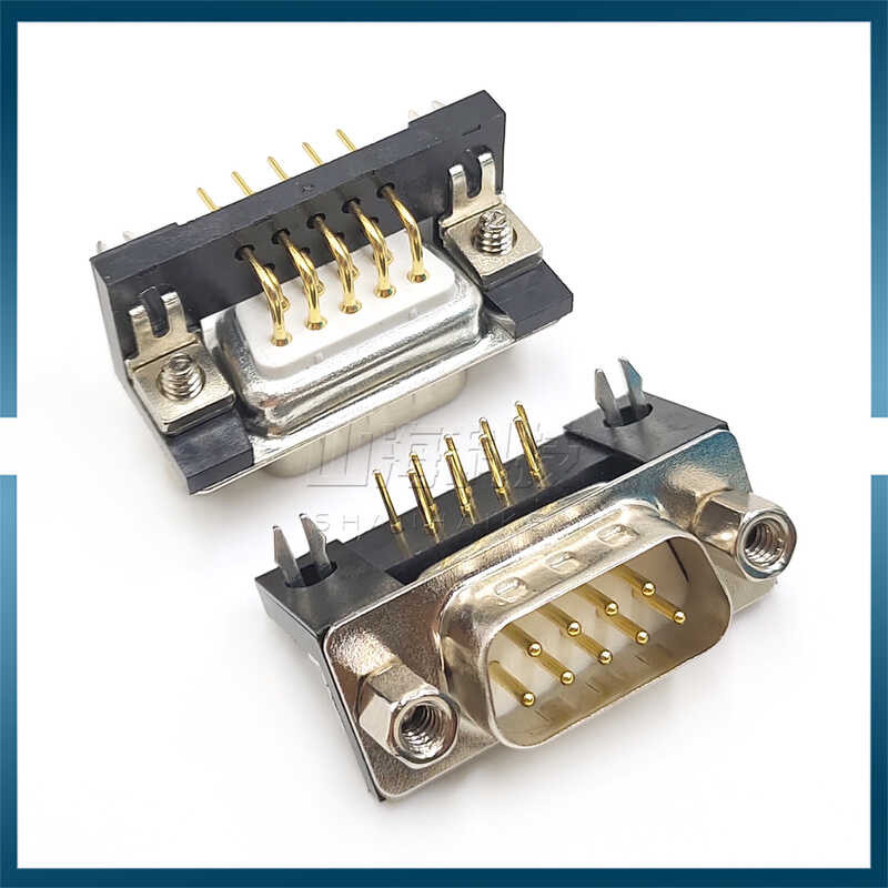 DR9 pin male head gold-plated bent foot soldering board car pin DB9 pin ...