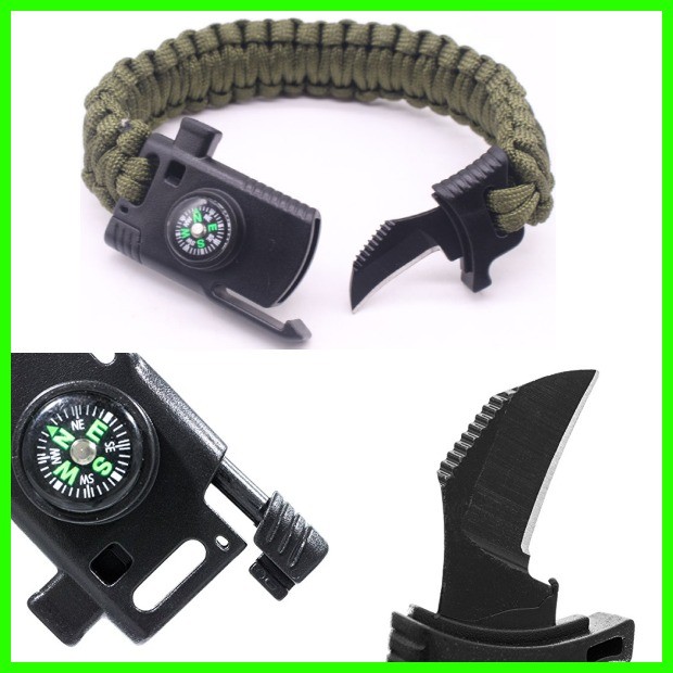 ⚠ 12mm 4-in-1 Buckle with Whistle Compass Blade Flint Fire Starter ...