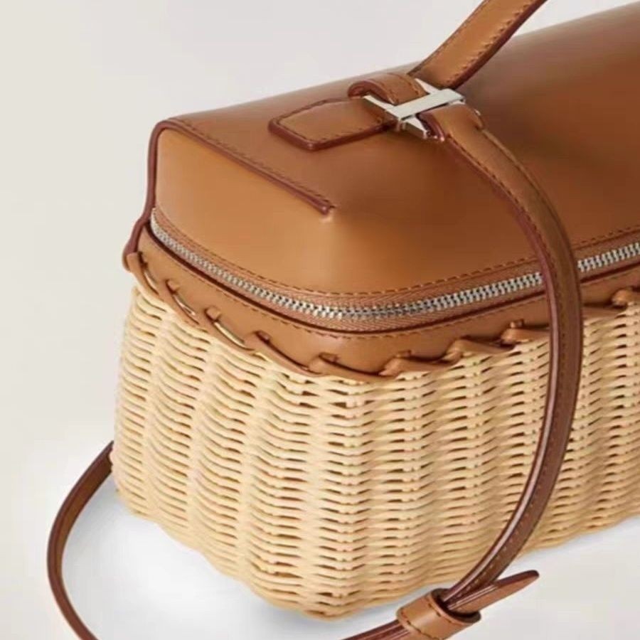 High-Quality Loro Piana New Weaving Vintage Rattan Patch Leather Extra ...