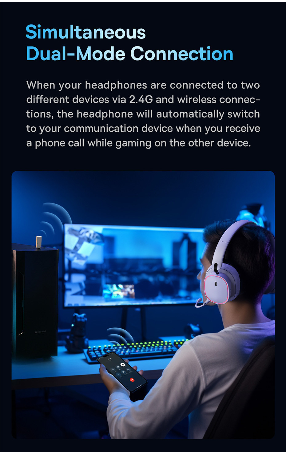 Baseus AeQur GH02 Gaming Wireless Headphones High Quality Sound 4 ...
