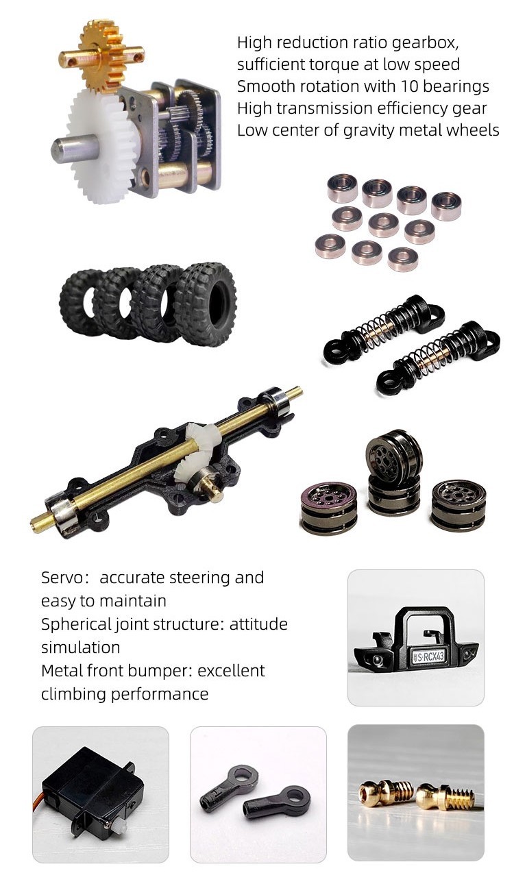 LDARC X43 RTR Crawler RC Car 1/43 Simulation Full Time 4WD Remote ...