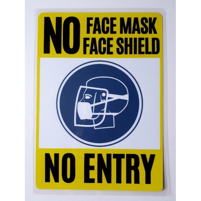 No Face Mask No Face Shield No Entry Signage Laminated A4 | Shopee ...