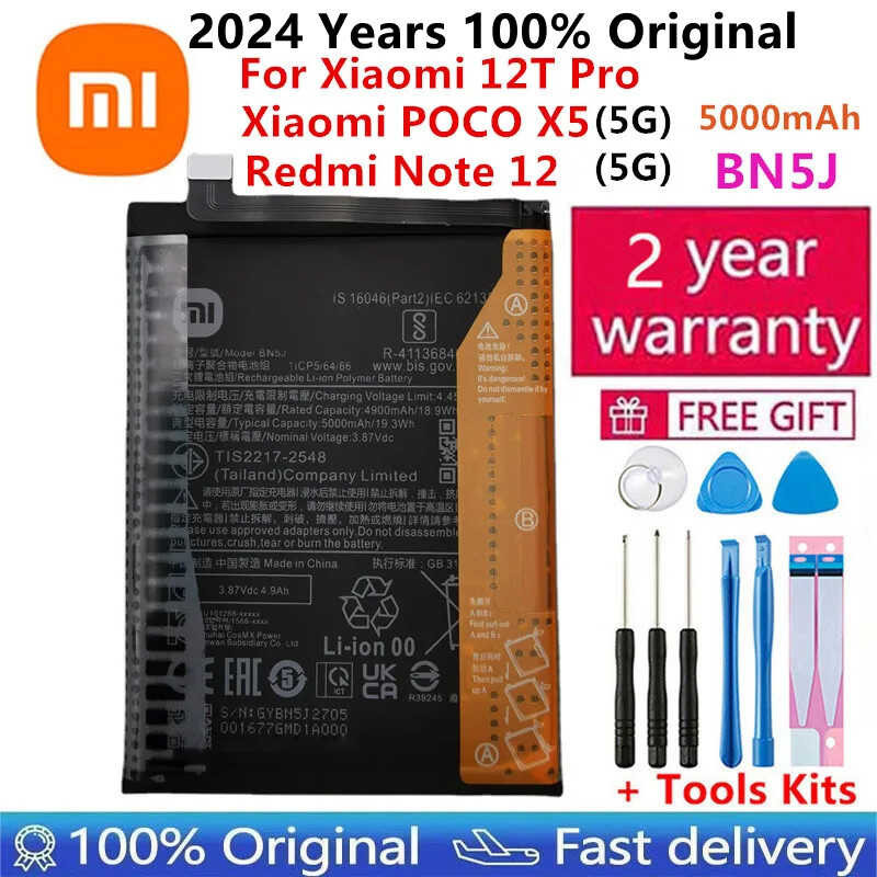 100% Original Battery 5000Mah Bn5j For Xiaomi Redmi Note 12 12T Pro ...