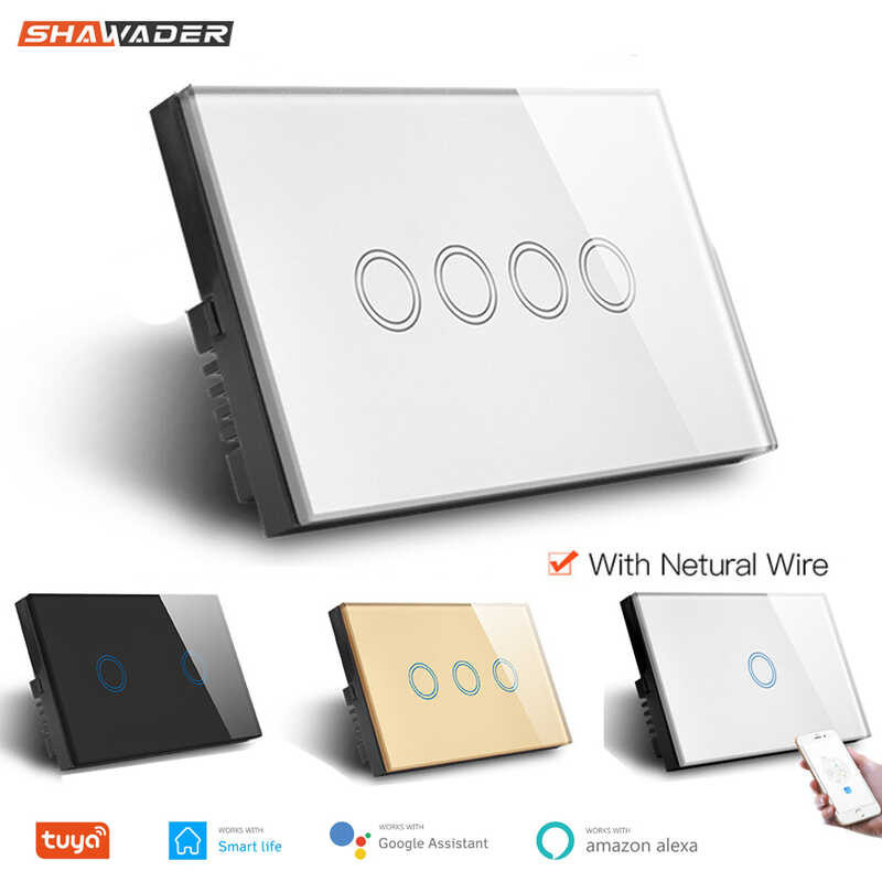 Shawader Wifi Smart Life Tuya Light Wall Switch Interruptor Glass Touch ...