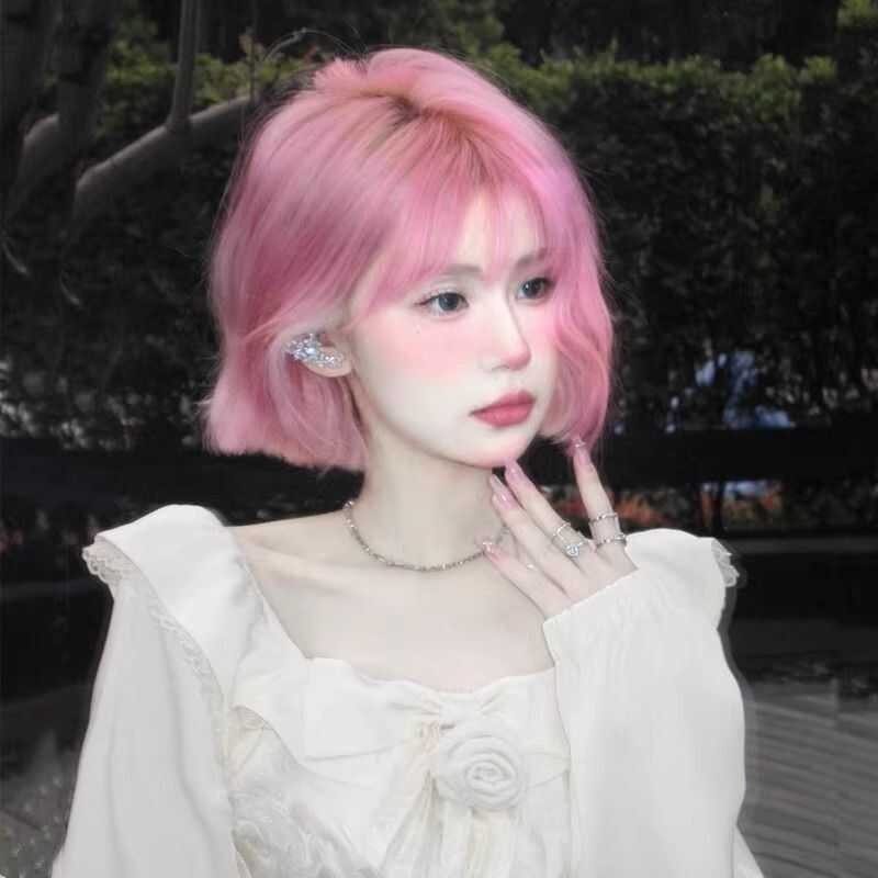 sukat Isang ang magkasya sa lahat peluka, kulay rosas maikling tuwid ...