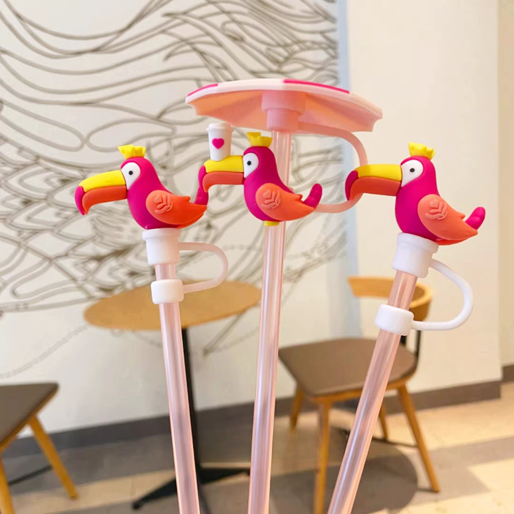 Flamingo Silicone 11cm Cup Lid Straw Stirring Rod Straw Cap Suitable ...
