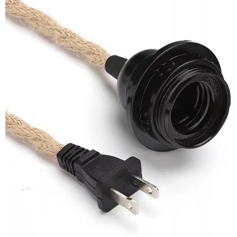 EU Plug Power Cord Vintage Hemp Cord 2Meters 3Meters Convered With ON ...
