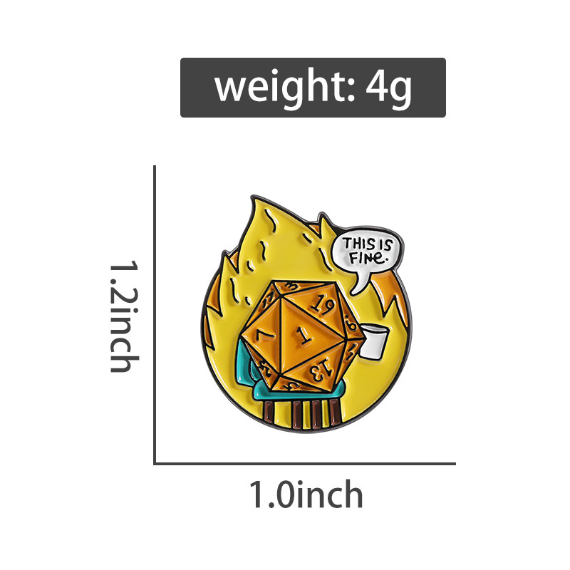 Creative Flame This Is Fine Enamel Pin Brooches Cartoon DND Dice Brooch ...