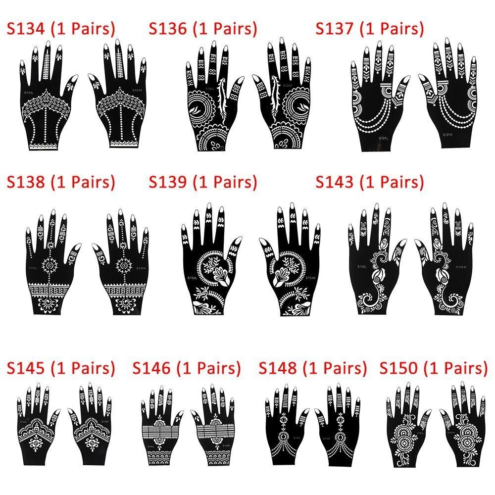 1 Pairs Henna Tattoo Stencil Temporary Hand Tattoo Body Art Sticker ...