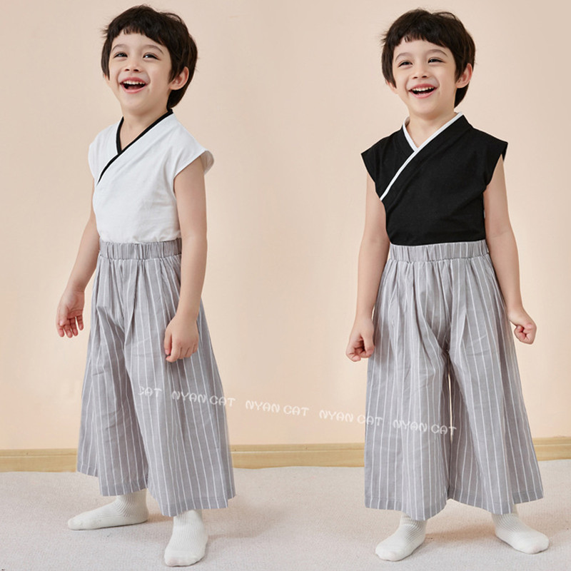 6Colors Japanese Kimono For Boy Black Gray Outfits Yukata Baby Cosplay ...