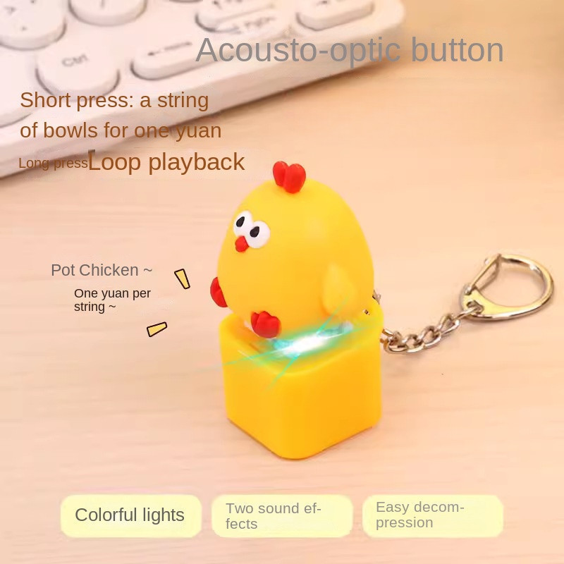 New Wooden Fish Keyboard with Sound Effects Light Keychain Pendant Cute ...