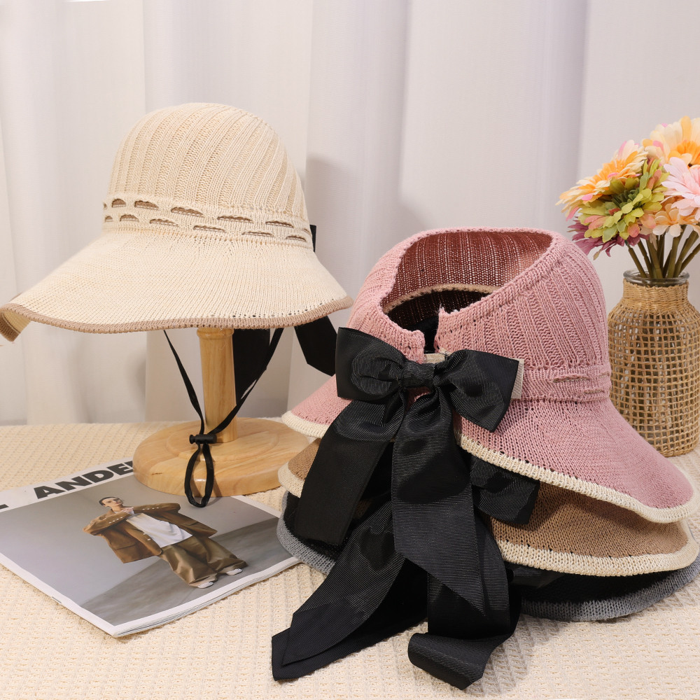 Autumn Children Versatile Bow Sunscreen Empty Top Hat - Colorful Rubber ...