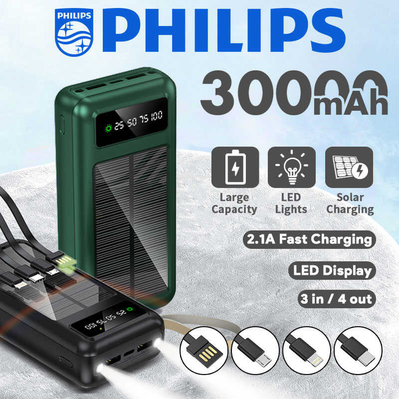 COD PHILIPS Solar Powerbank 30000mAh Mabilis Pag-Charge sa labas ...