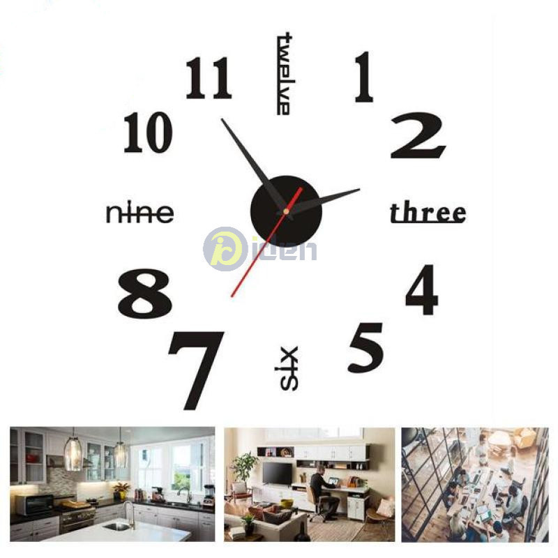 3D Wall Clock Stickers DIY Wall Decoration for Living Room Bedroom Easy ...