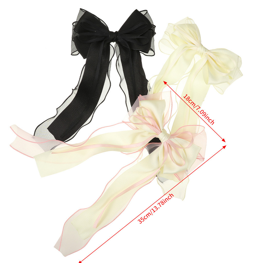 Korean Large Ribbon Bow Hair Clip Mesh Alloy Spring Clip Hairpin Woman ...