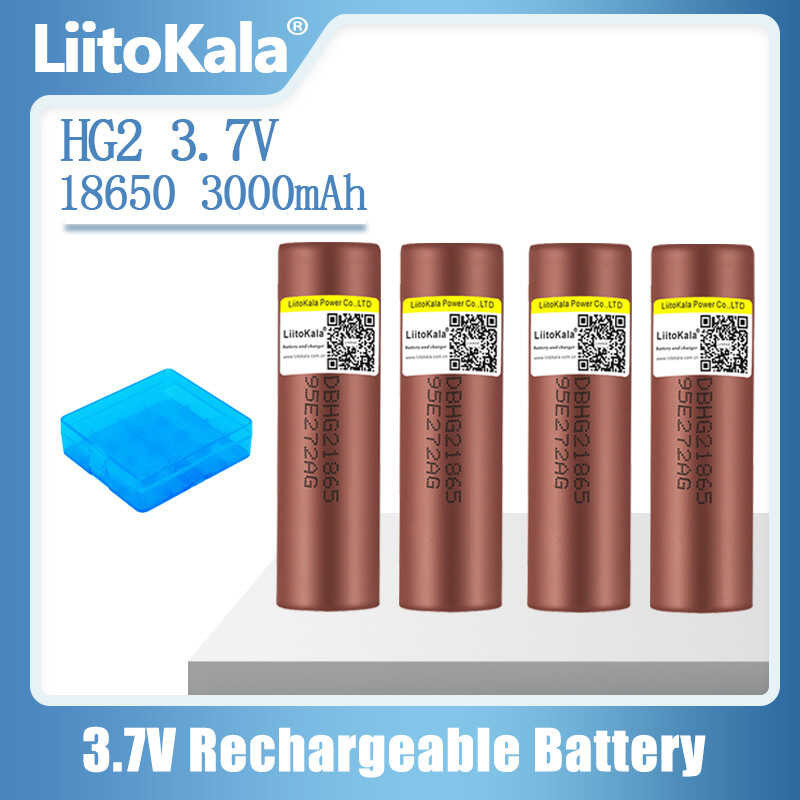 100% LiitoKala New Original HG2 18650 3000mAh battery 18650 HG2 3.6V ...