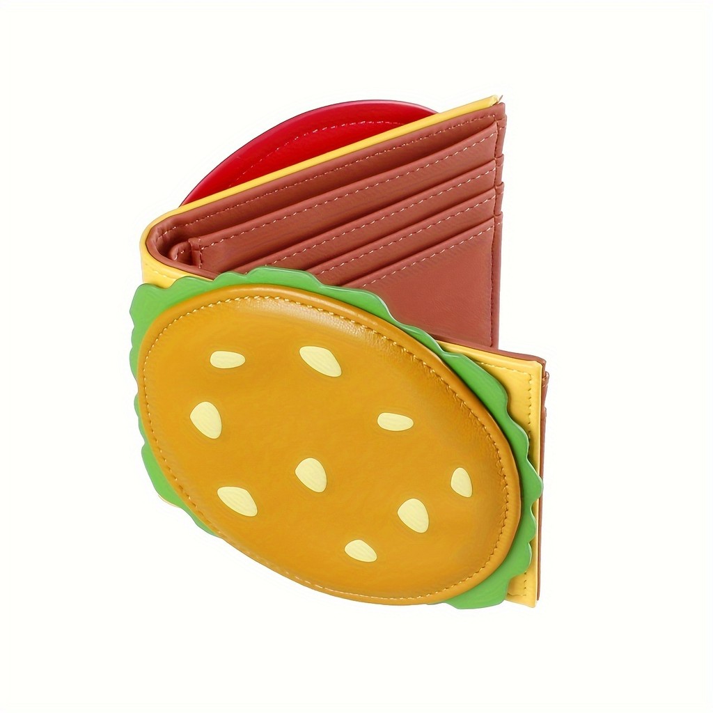 Americana Style Burger Shaped Wallet Faux Leather Bi-Fold with ...