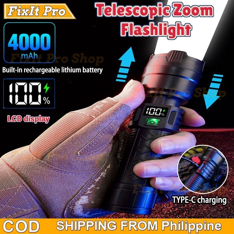 USB Rechargeable LED Flashlight 3 Mode Adjustable Brightest Flashlight ...
