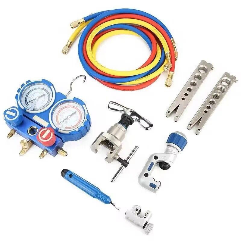 Refrigeration Tools Set With R410A R134A R22 Manifold Gauge and Flaring ...