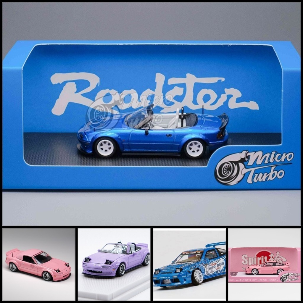 MicroTurbo 1/64 Mazda MX-5 Pop Up Headlaight Small-scale Model Car 180SX SPIRIT LING TOYO TIRES ...