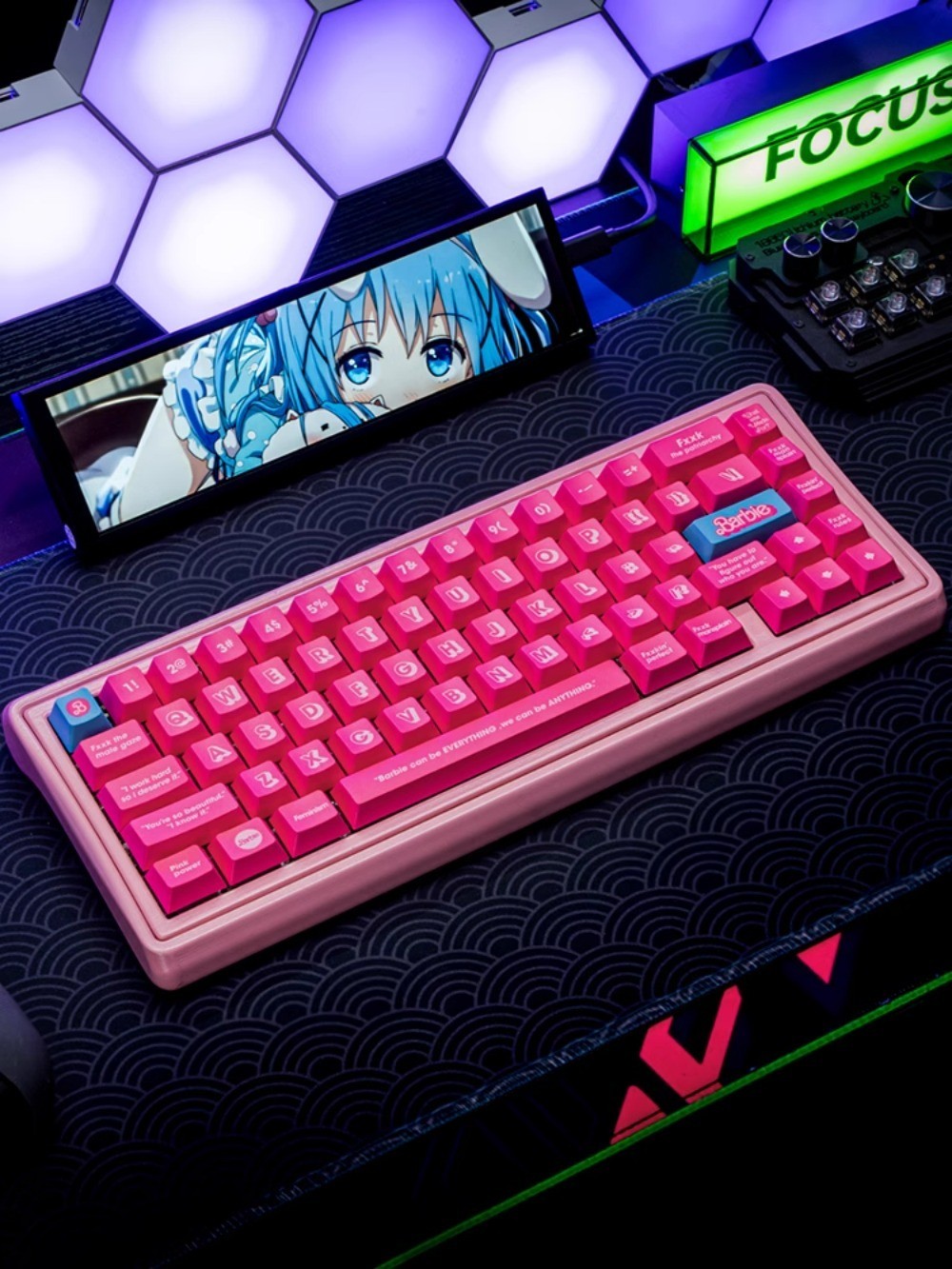 Barbie Pink Power Keycap Cherry Profile PBT Five-sided Dye Sublimation ...