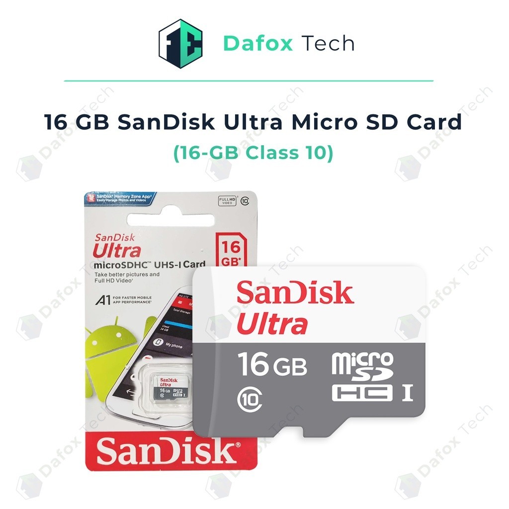 ∏ ¤ DAFOXTECH | Sandisk SDSQUNS-016G 16GB Class 10 Ultra Micro SD Card ...