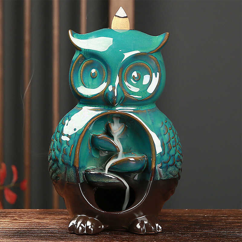 Holder Ceramic Owl Stand Cones Backflow Censer Fountain Waterfall ...