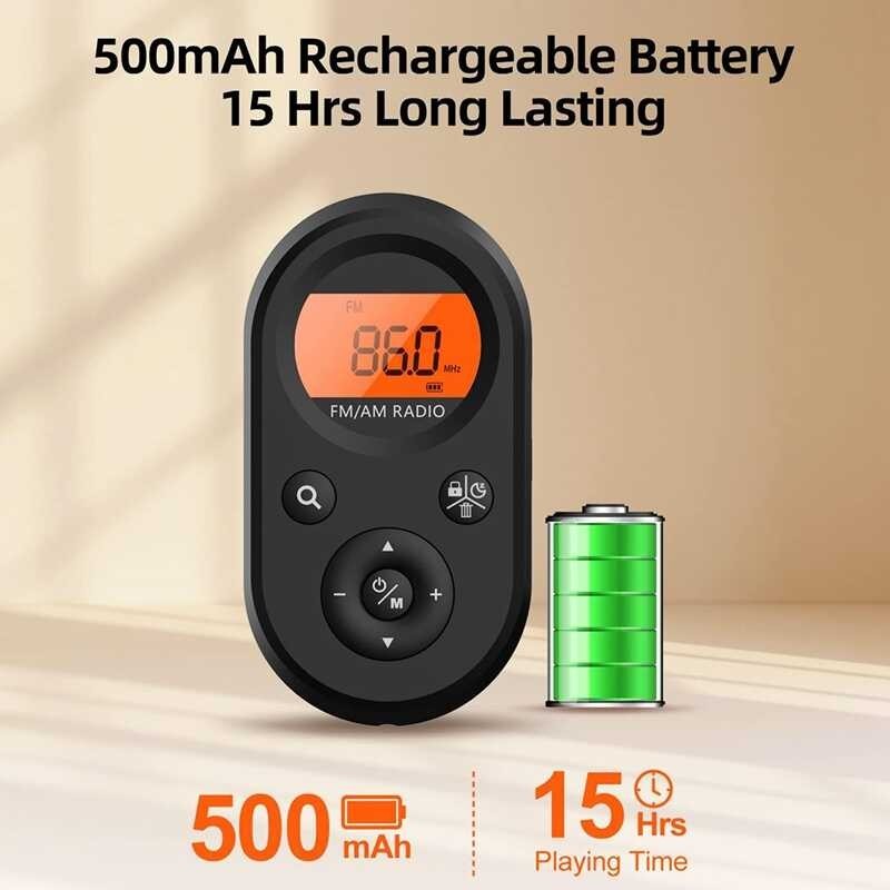 Rechargeable Walkman Am/Fm Pocket FM Radio With Long Battery Life ...