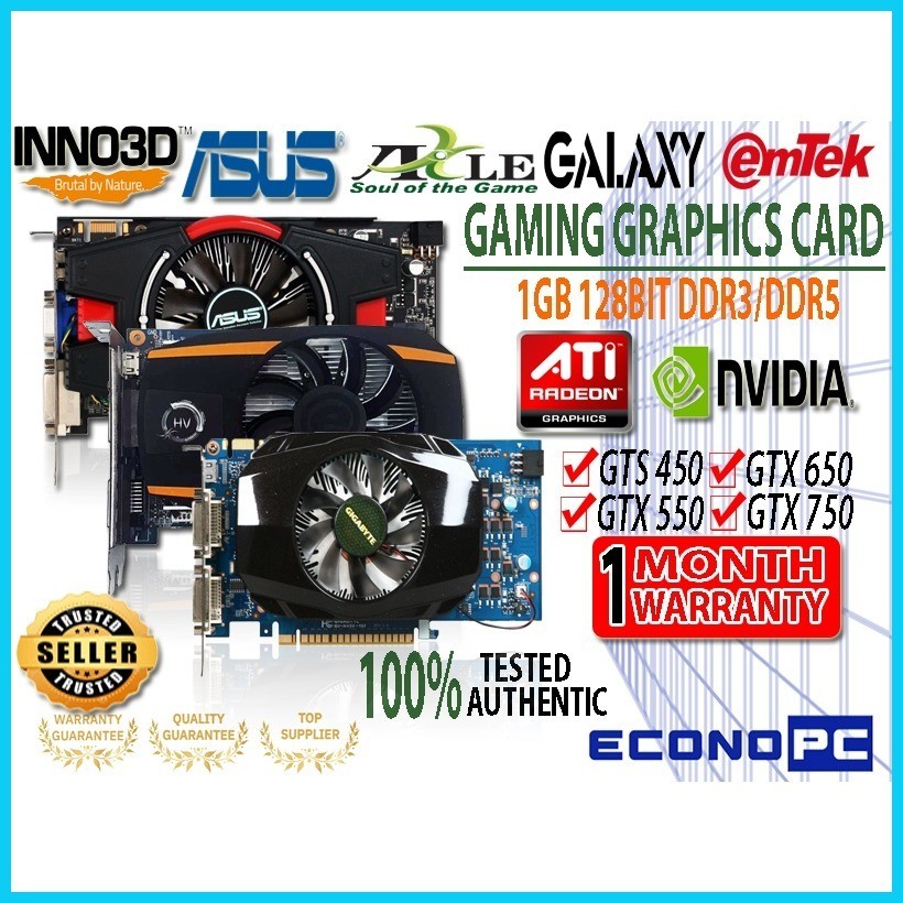 GRAPHICS CARD 1GB 128BIT DDR3/DDR5 GT440/GTX550/GTX650/R7 250 / GTX750 ...
