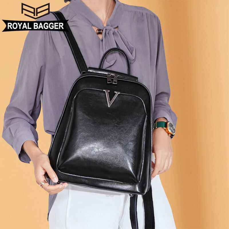 Bagger Backpack Royal Para Sa Mga Babaeng Babae Genuine Cow Leather New ...