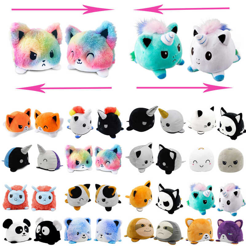 Flip Plush Toys Animal Cat Dog Unicorn Panda Double-Sided Angry ...