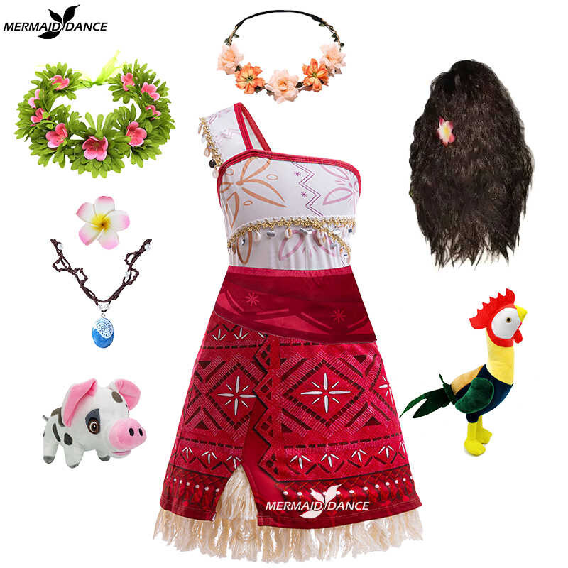 Dd 2025 3 Girl Moana Vaiana Costume Children Princess Dress Summer ...