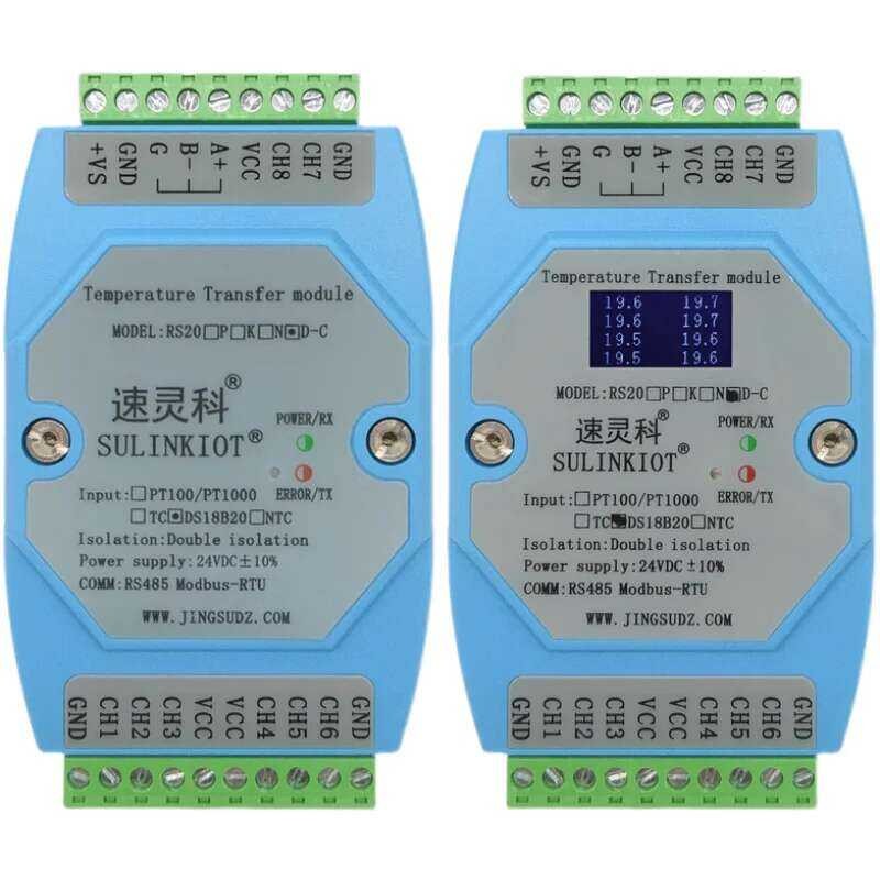 Rs20d-C 8-Channel Ds18b20 Temperature Acquisition Module Modbus-Rtu Rs485 Communication | Shopee ...