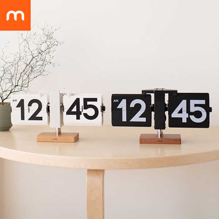 Classic Modern Mooas Wood Big Flip Desk Clock, Retro Vintage Analog ...