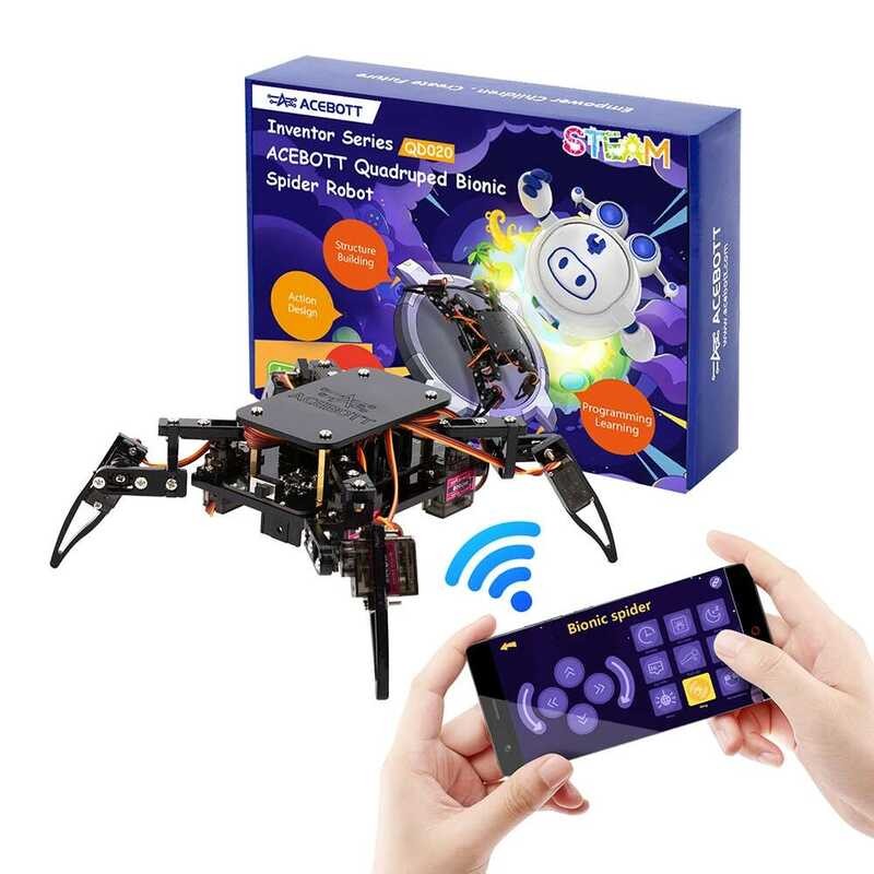 Tt ACEBOTT Esp8266 Bionic Quadruped Spider Robot Kit App Remote Control Walking Crawg STEM ...