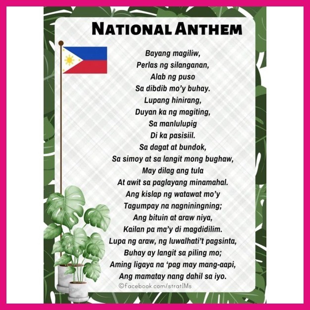 ☢ Random Colorful Design Panatang Makabayan, Lupang Hinirang, Panunumpa ...