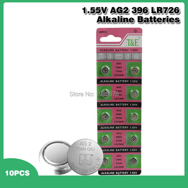 10Pcs/Pack Lr726 396 Ag2 Button Battery Sr726 196 Cell Coin Alkaline ...
