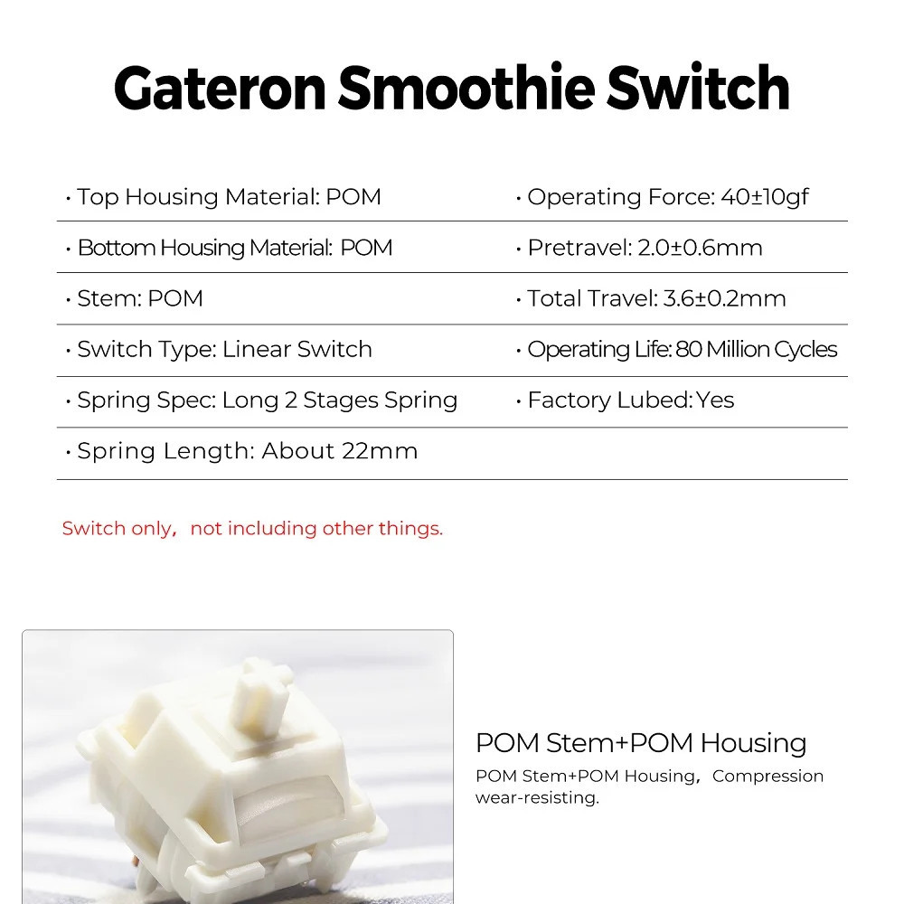 Gateron Milkshake Switch Smoothie Switch Linear MX Stem for Gaming ...