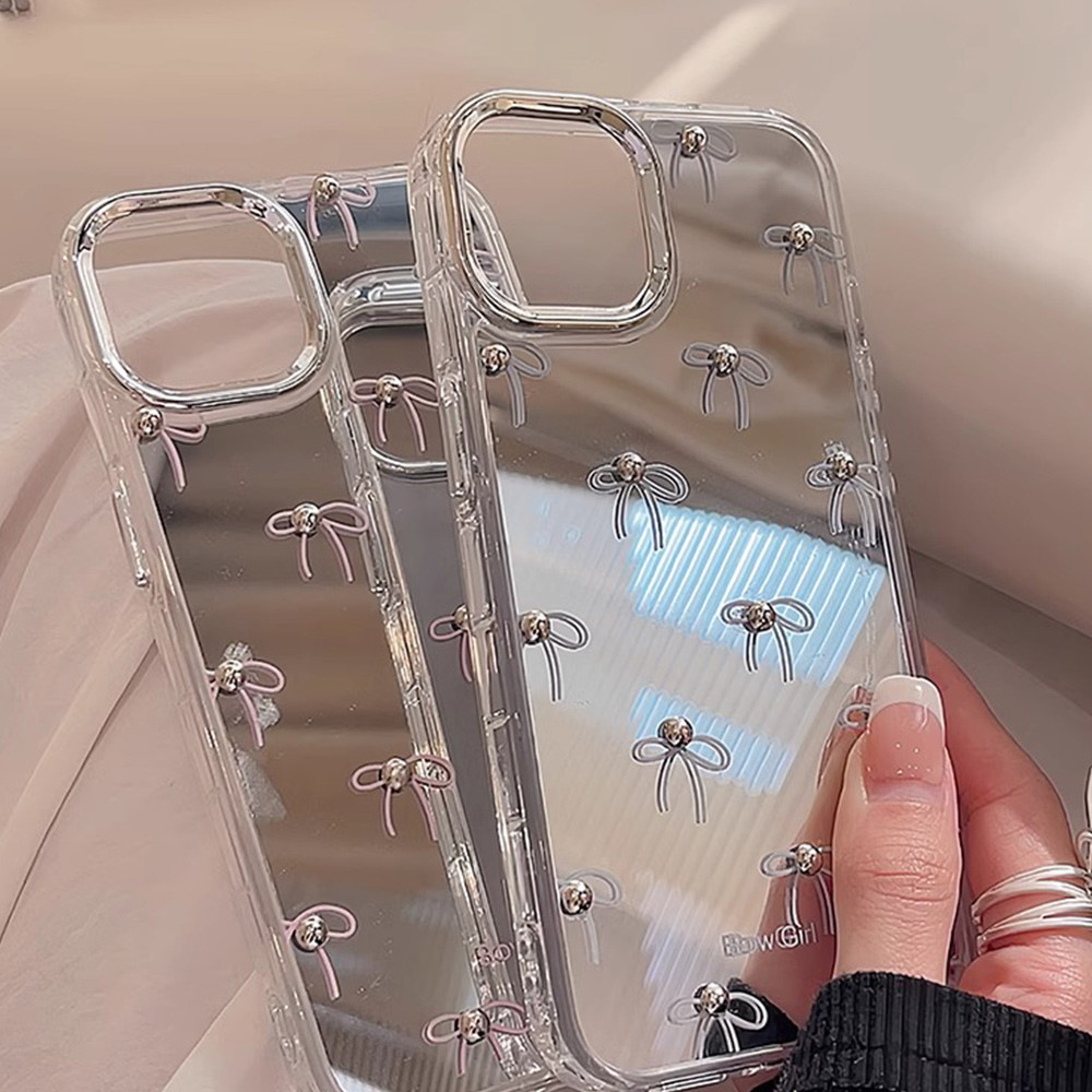 Luxury 3D Bead Bowknot Mirror Phone Case for IPhone 11 16 15 14 Pro Max ...